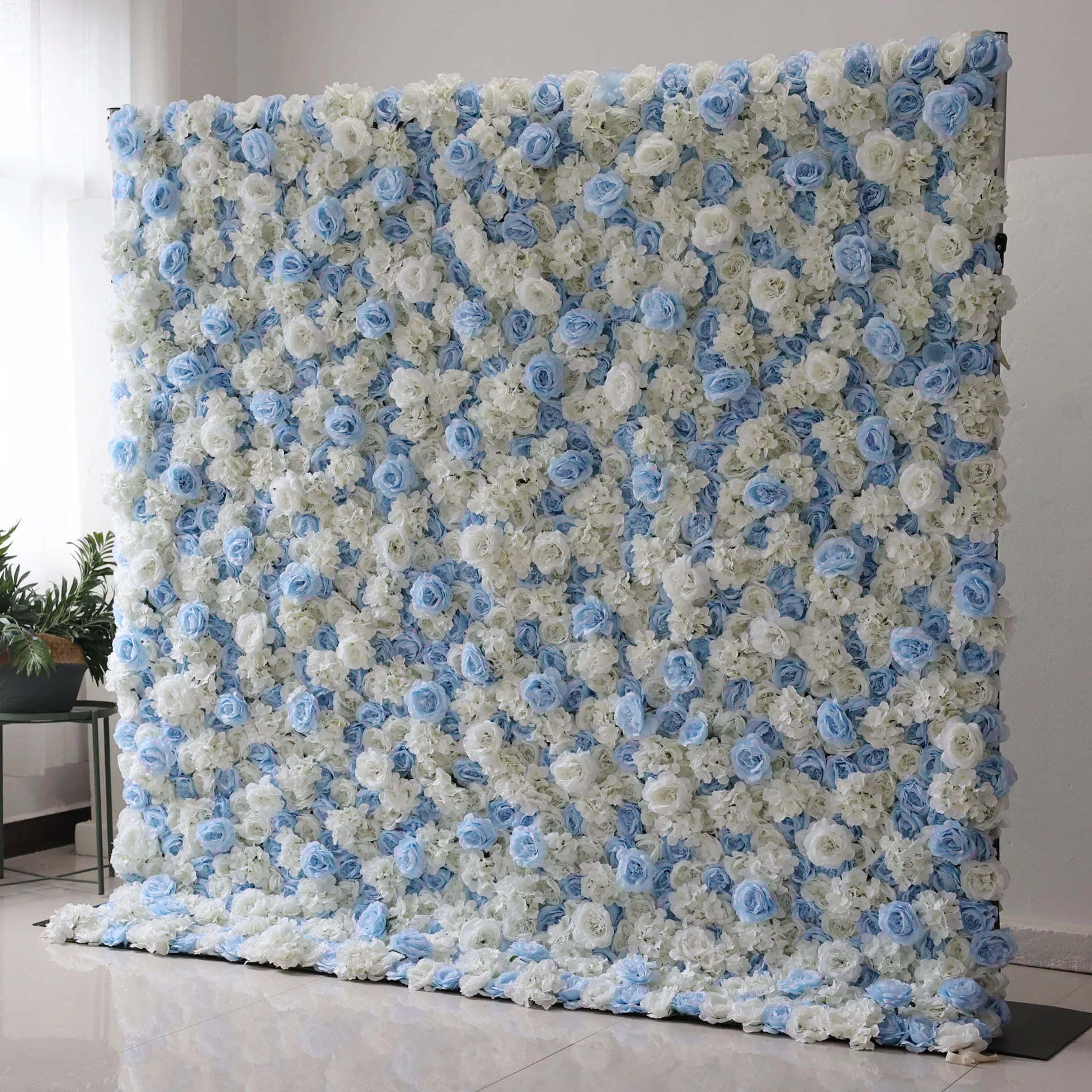 Valar Flowers Roll Up Fabric Artificial Flower Baby Blue and White Wal ...