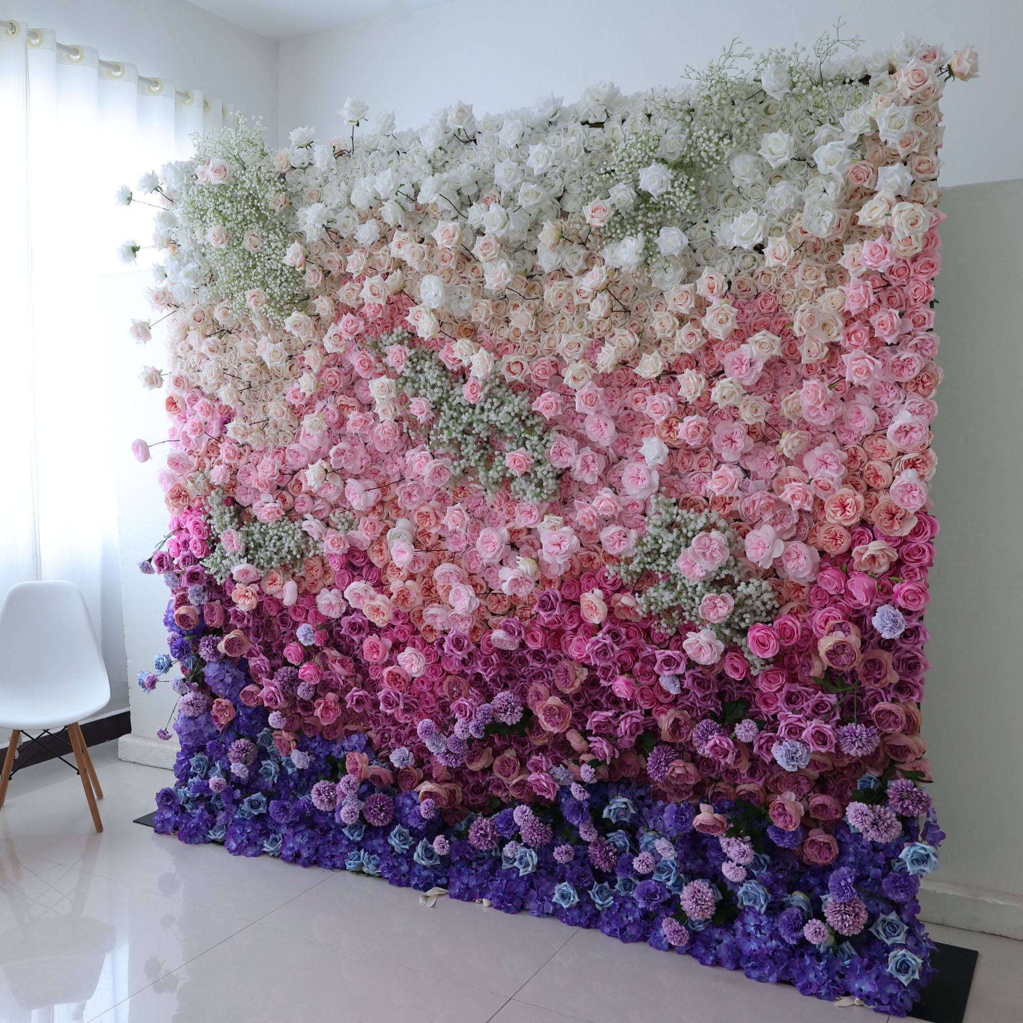 Valar Flowers Roll Up Fabric Artificial Flower Wall Wedding Backdrop ...