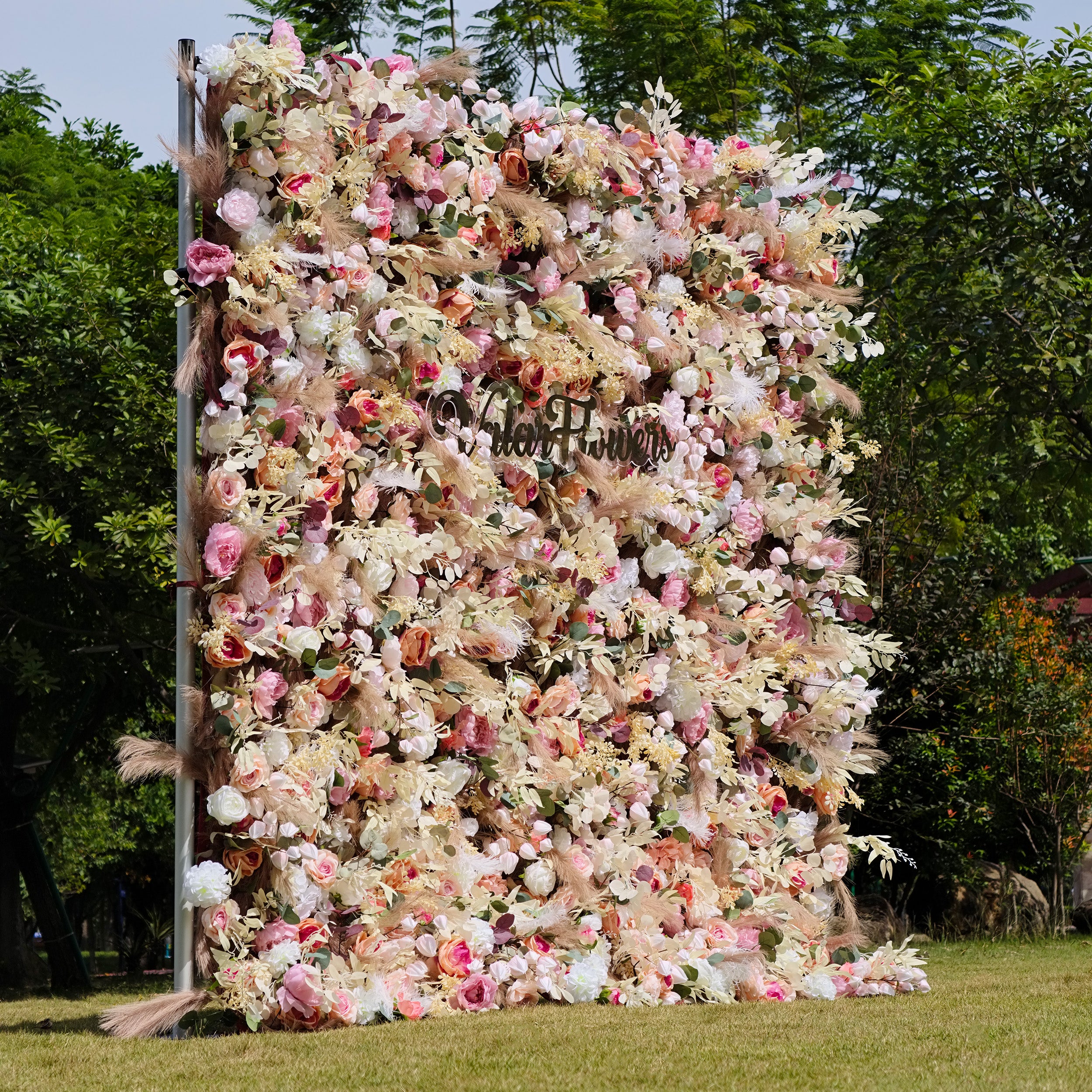 Valar Flowers Roll Up Fabric Artificial Flower Wall Wedding Backdrop ...