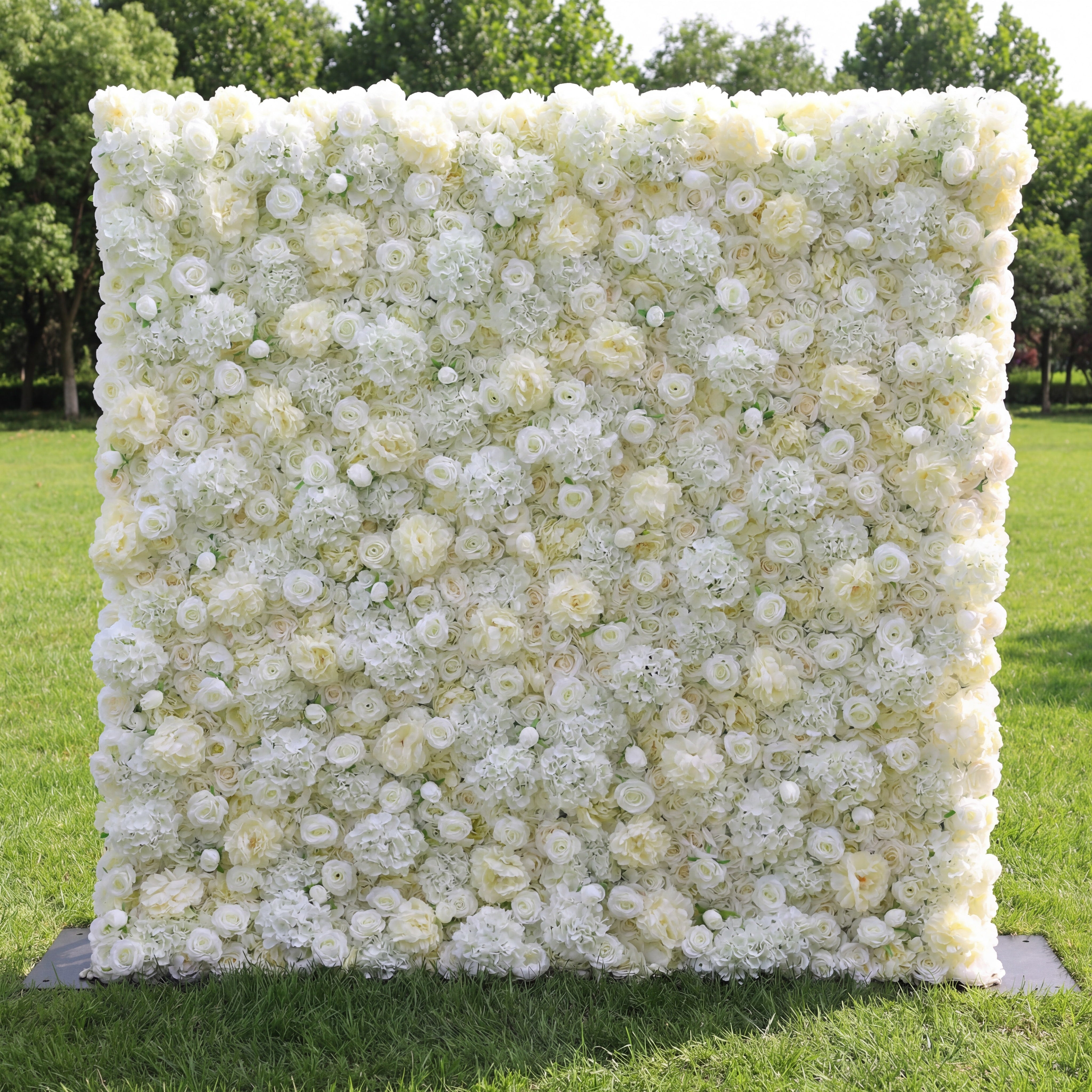 Valar Flowers Roll Up Fabric Artificial Champagne Ivory, White and Gre ...